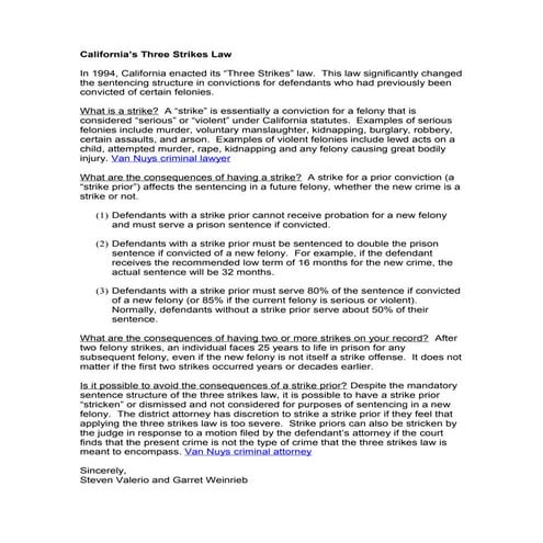 California’s Three Strikes Law | DOC