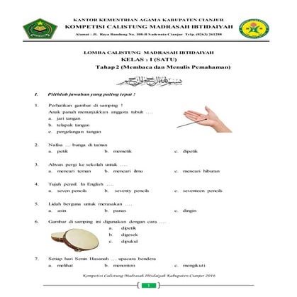 Calistung mi kelas 1 tahap 2 | DOCX
