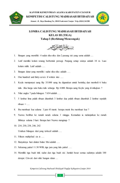 Calistung kelas 2 tahap 1 4 | DOC