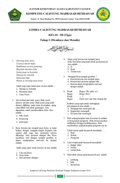 Calistung kelas 2 tahap 1 4 | DOC