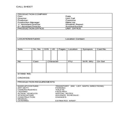 Call sheet-3 | DOCX