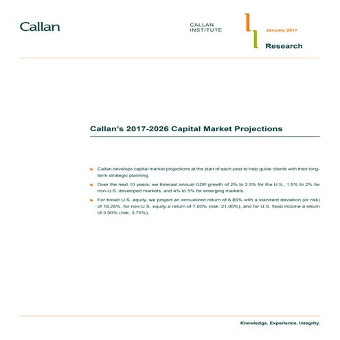 Callan 2017-2026 Capital Market Projections | PDF