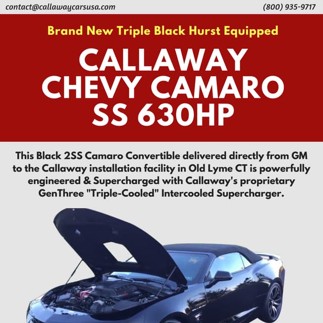 Brand New Triple Black Hurst Equipped Callaway Camaro SS Supercharged ...
