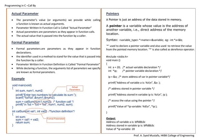 Pointers And Call By Value Reference Address In C Ppt