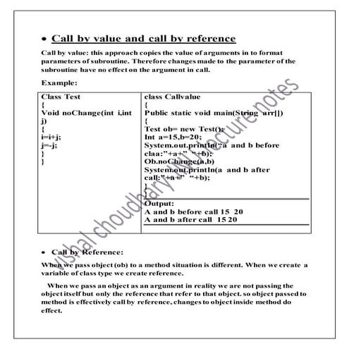 Call by value and call by reference and varaiable length arguments | DOCX