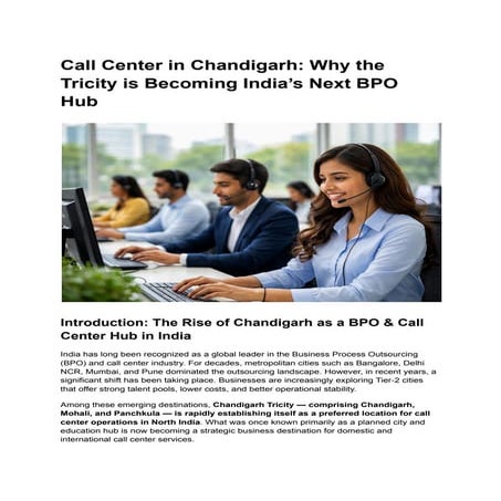 Call Center in Chandigarh_ Why the Tricity is Becoming India’s Next BPO ...