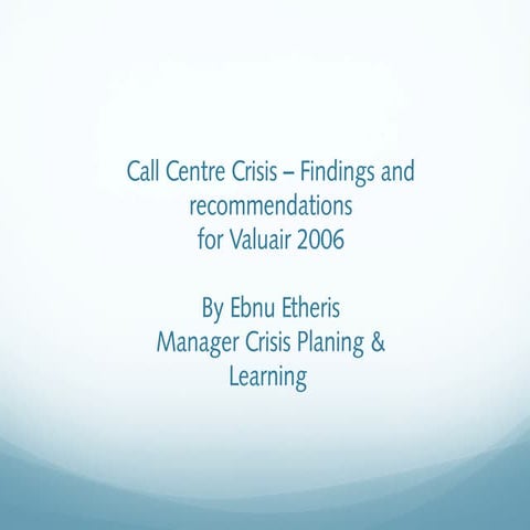 Call centre – findings and recommendations | PPT
