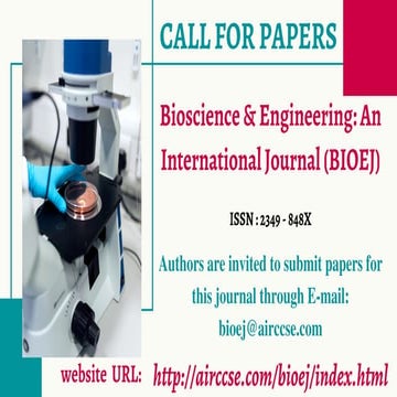 Call for papers - Bioscience & Engineering: An International Journal ...