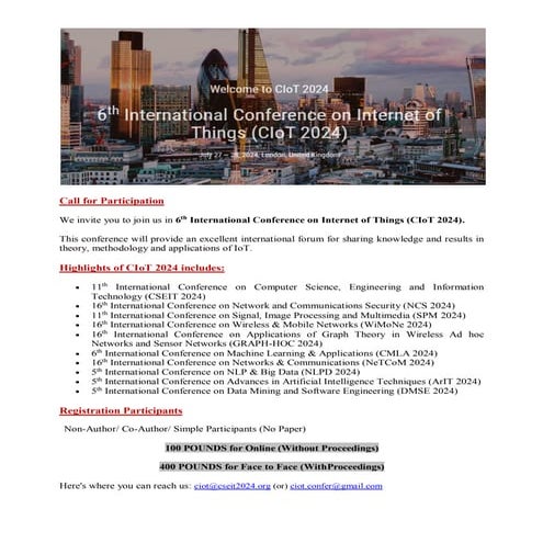 Call for Participation -6th International Conference on Internet of ...