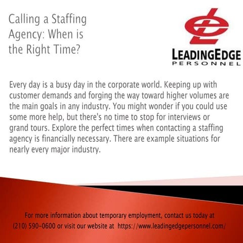 Calling a Staffing Agency: When is the Right Time? | PPT