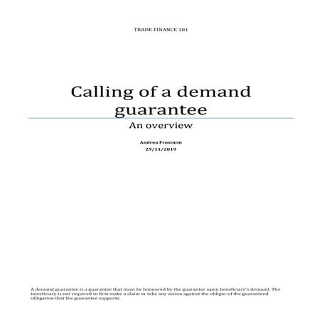 Calling of a demand guarantee | PDF | Life Insurance | Insurance