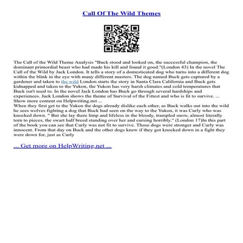 Call Of The Wild Themes | PDF
