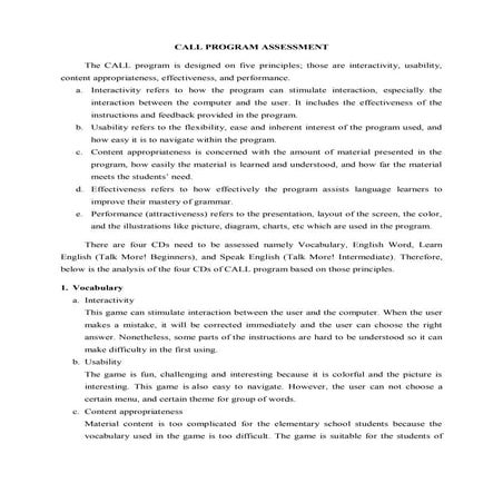 Call program assessment | PDF