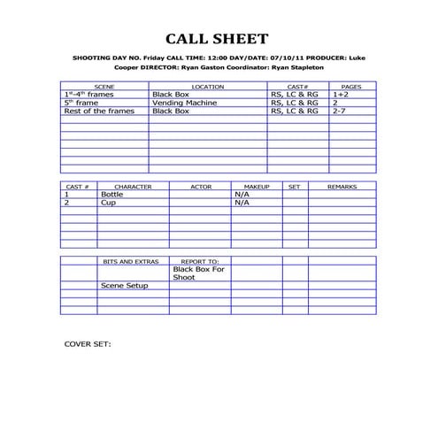 Callsheet | DOC