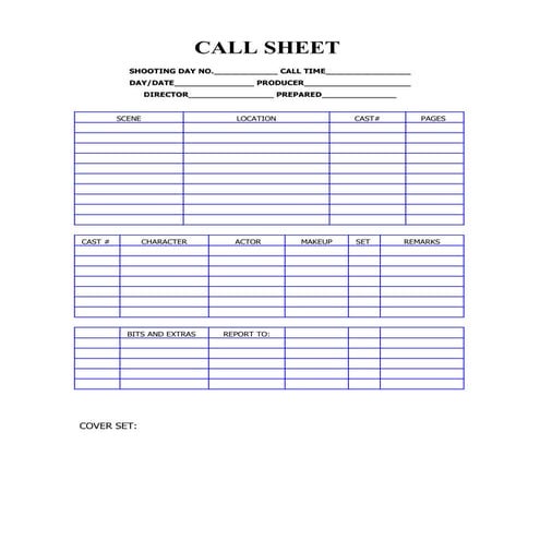 Call sheet | DOC