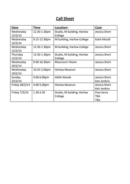 (Time managemet) production schedule | DOCX