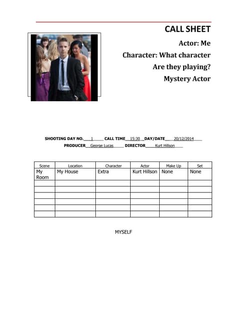 Chris' call sheet | PDF
