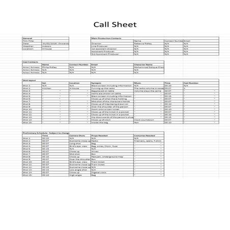 Call sheet | PDF
