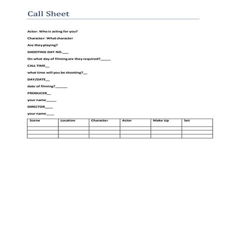 Call sheet | PDF