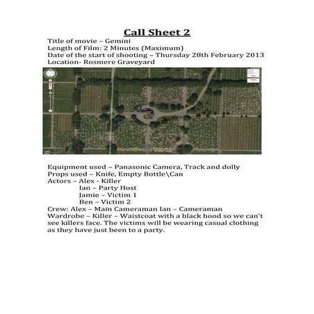 Call sheet 2 | DOCX