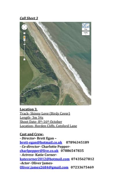 Studio call sheet | DOCX | Style & Fashion