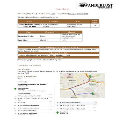 Call sheet 7 | DOC