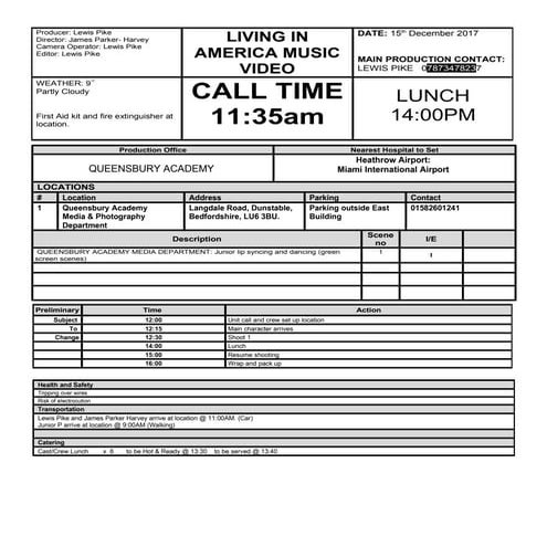 Call Sheet | DOC