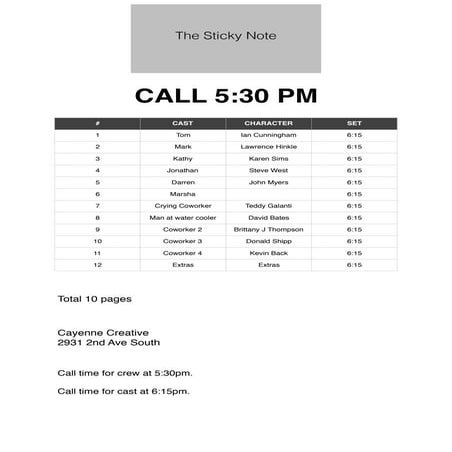 Call Sheet | PDF