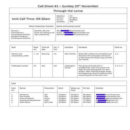 Call sheets | DOC