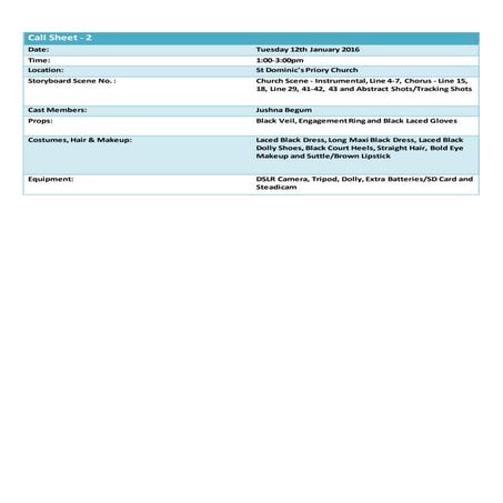 JKL - Call sheets 2 | DOCX