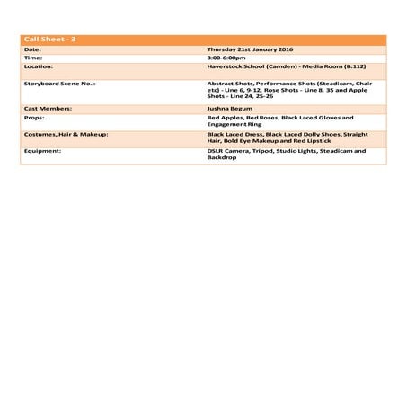 JKL - Call sheets 2 | DOCX
