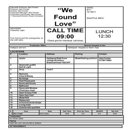 Callsheettemp proper | DOCX