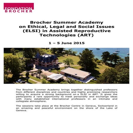 Call Brocher Summer Academy on Ethical, Legal and Social Issues in ART ...