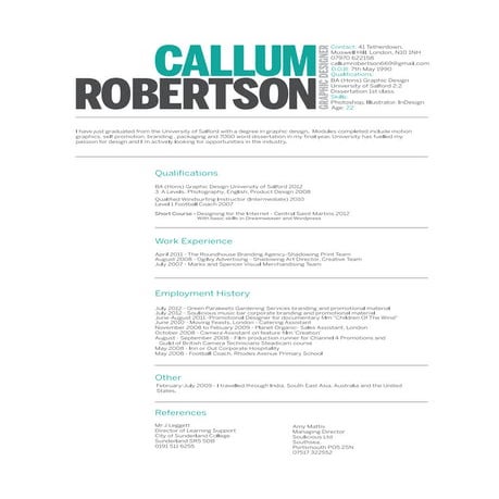 Callum Robertson CV | PDF