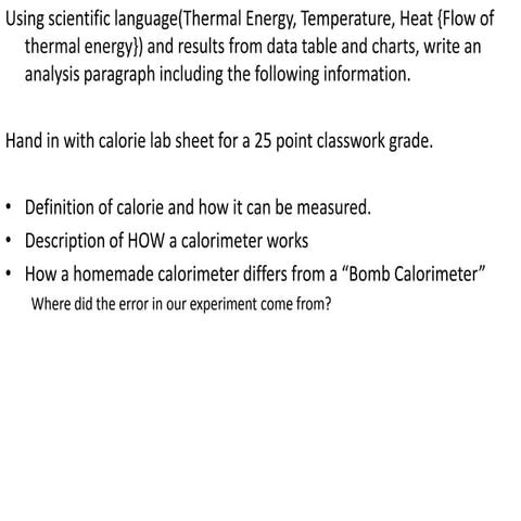 Calorie lab report info ccp | PPT