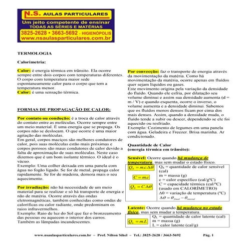Calorimetria resumo | PDF | Physics | Science