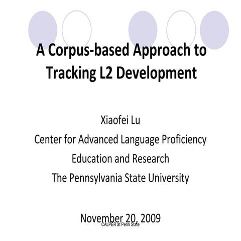 A Corpus-based Approach to Tracking L2 Development | PDF