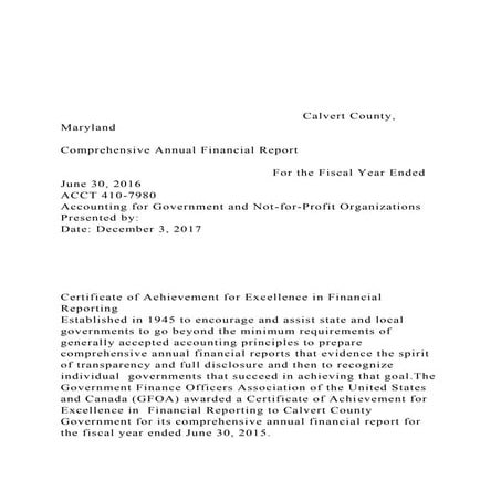 Calvert County, MarylandComprehensive Annual F.docx