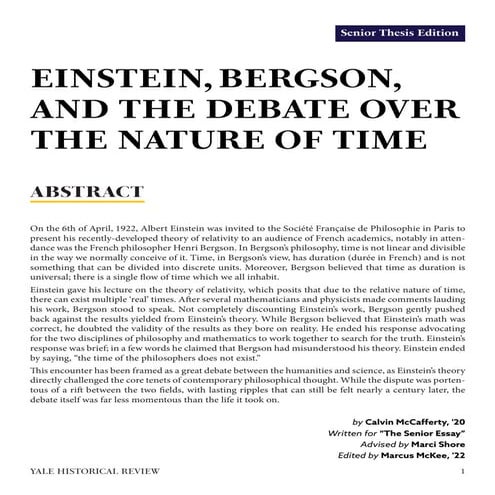 Einstein, Bergson, and the Debate over the Nature of Time | PDF