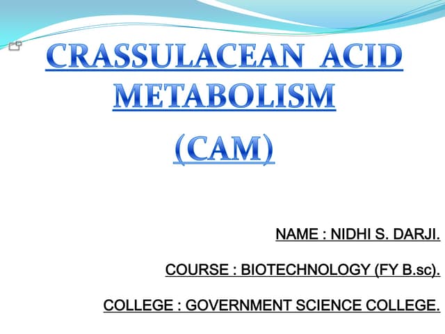 Cam pathway | PPTX | Chemistry | Science