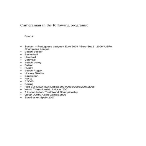 Camara program list | PDF