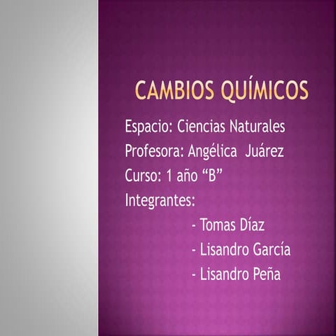 Cambios quimicos. "Ley de Conservacion de las masa" | PPTX
