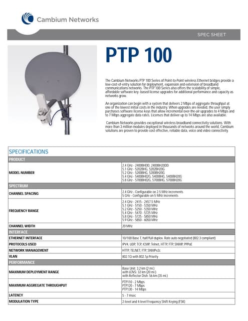 Cambium networks pmp_100_access_point_specification | PDF