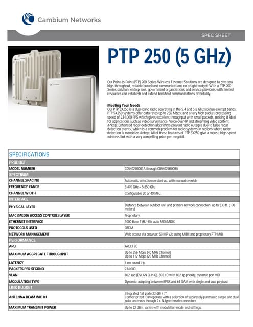 Cambium networks ptp_500_specification | PDF