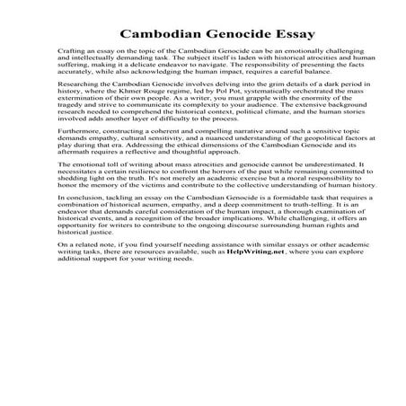 Cambodian Genocide Essay | PDF