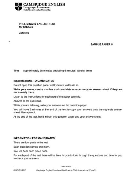 Cambridge english-key-for-schools-sample-paper-1-listening v2[1] | PDF