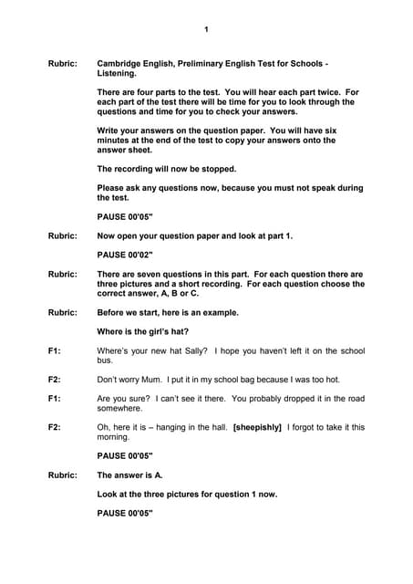 B1 Preliminary 2020 sample Listening - tape script.pdf