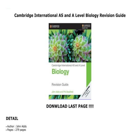 Cambridge International AS and A Level Biology Revision Guide | PDF