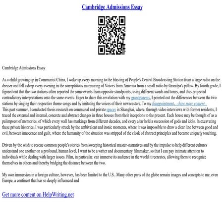 Cambridge Admissions Essay | PPT