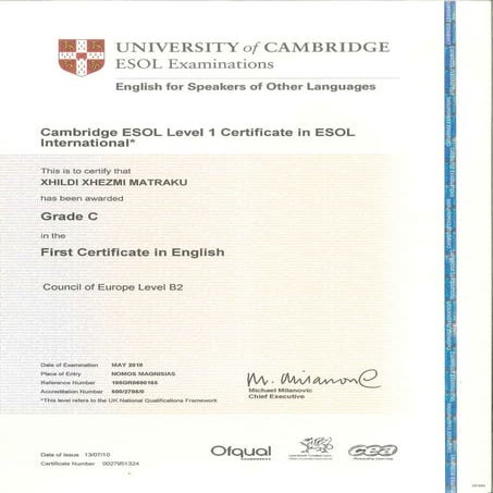 Cambridge Certificate | PDF